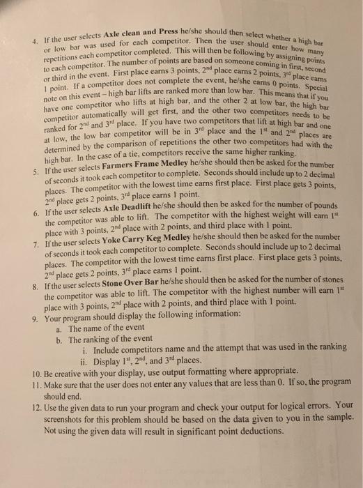 Solved 3. Menus, Decisions, and Validation In August 2019 at | Chegg.com