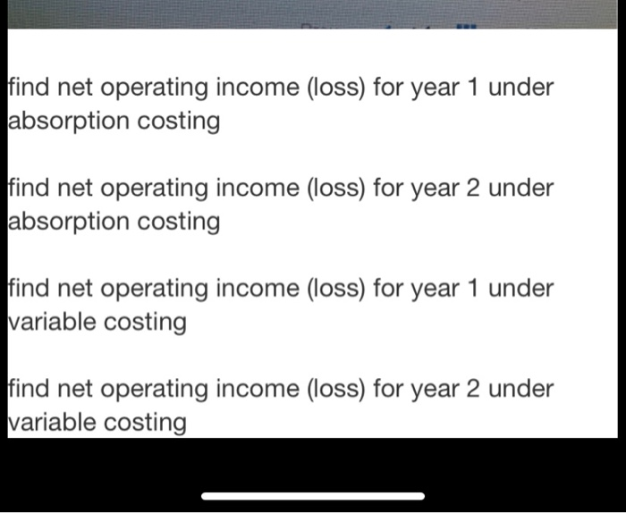 Solved find net operating income (loss) for year 1 under | Chegg.com