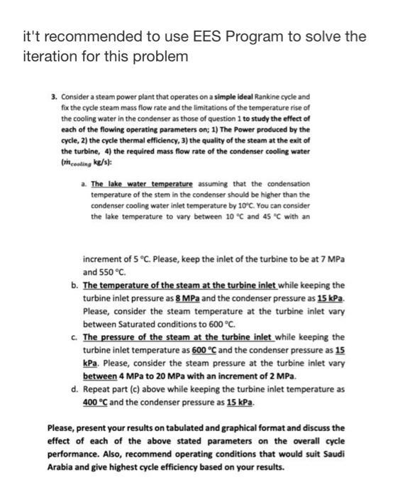 it't recommended to use EES Program to solve the | Chegg.com