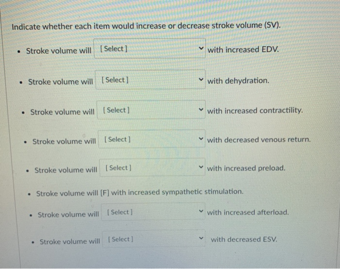 Solved Indicate whether each item would increase or decrease | Chegg.com