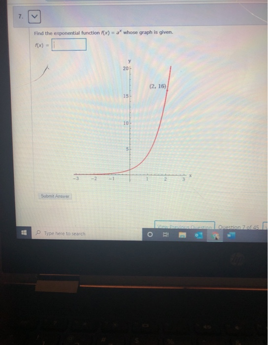 Solved Find the exponential function f(x) = a* whose graph | Chegg.com