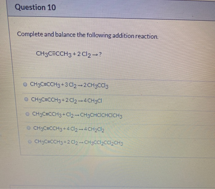 Solved Question 10 Complete and balance the following | Chegg.com