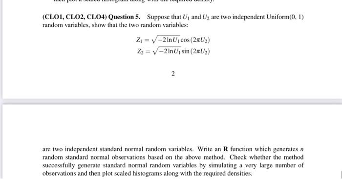 Solved (CLO1, CLO2, CLO4) Question 5. Suppose that U1 and U2 | Chegg.com
