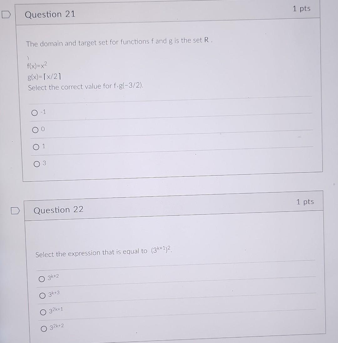 Solved The domain and target set for functions f and g is | Chegg.com