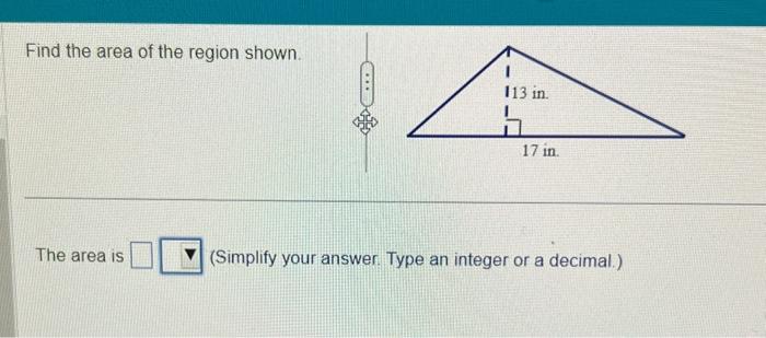 Solved Find the area of the region shown. The area is | Chegg.com