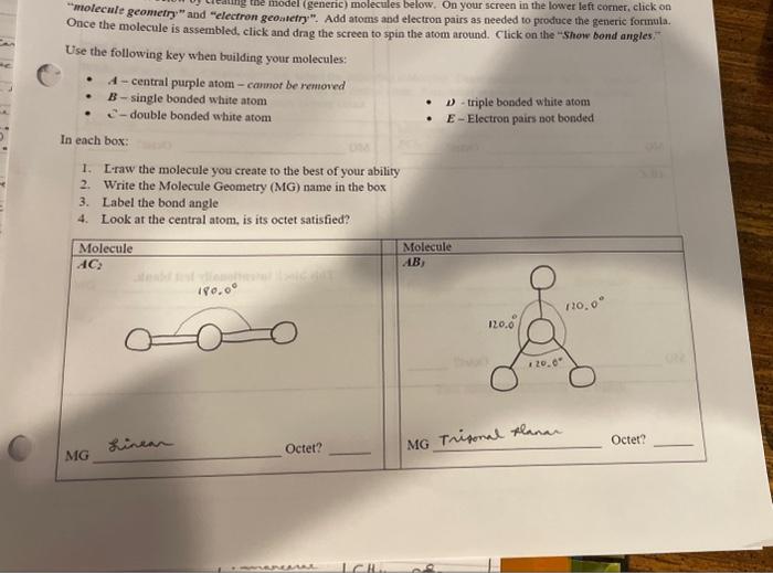 Solved "molecule geometry" and "electron geod (generic) | Chegg.com