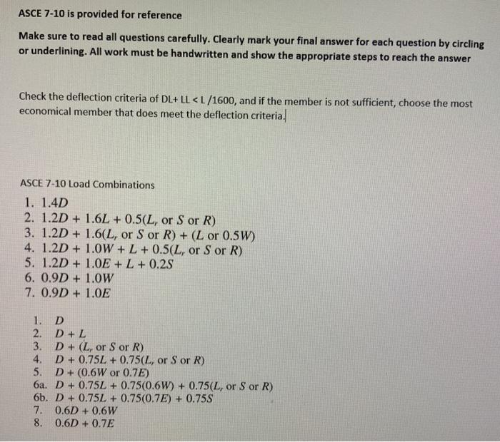 Solved ASCE 7-10 is provided for reference Make sure to read | Chegg.com