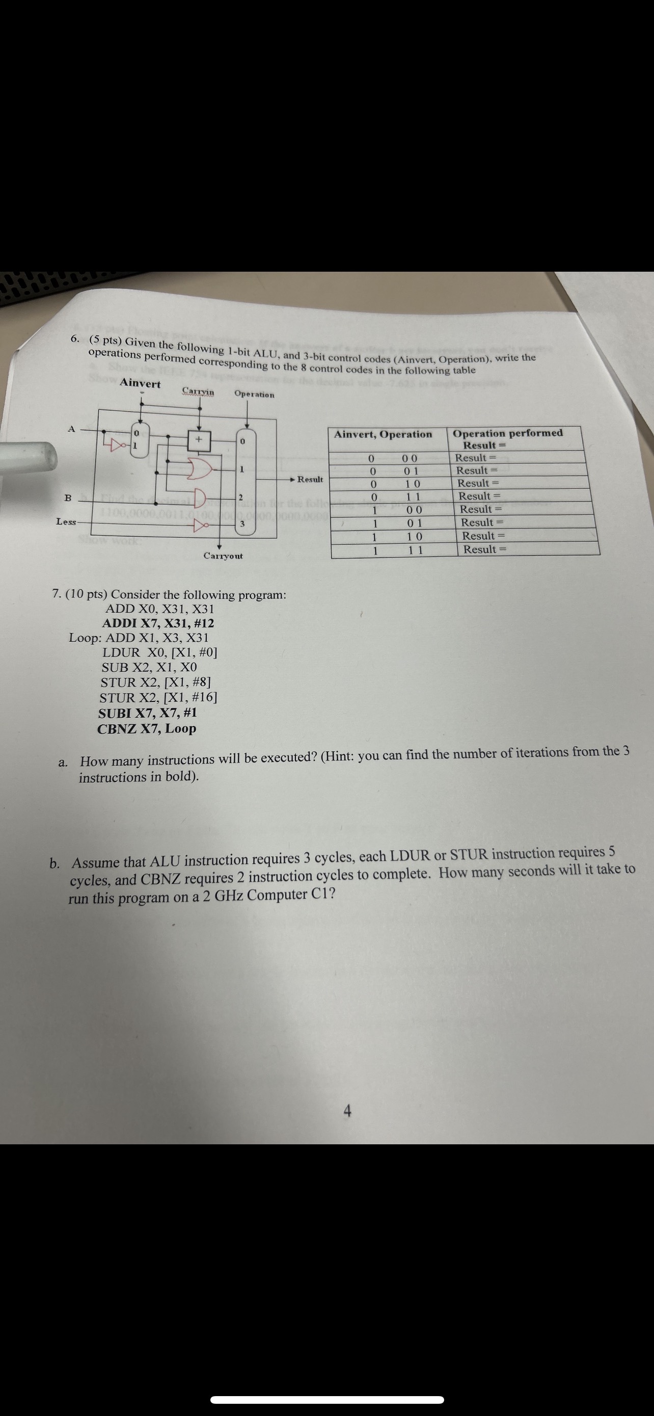 Solved 5 ﻿pts ﻿given The Following 1 Bit Alu And 3 Bit