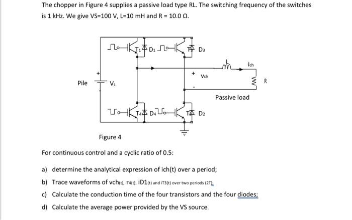 Solved The chopper in Figure 4 supplies a passive load type | Chegg.com