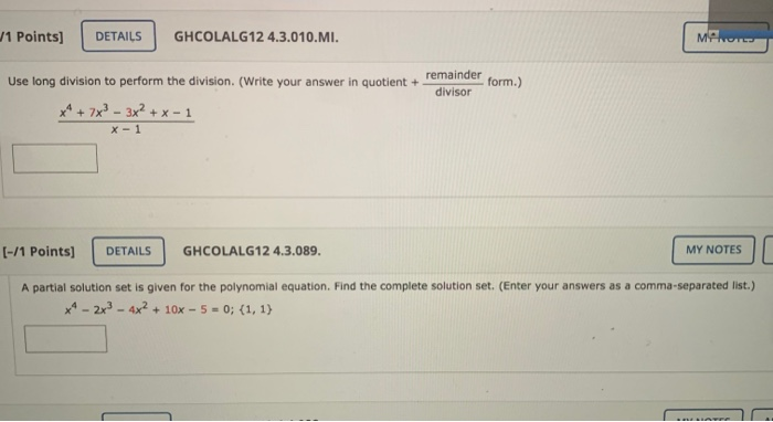 Solved 1. (-/1 Points] DETAILS GHCOLALG12 4.4.026. Write a | Chegg.com