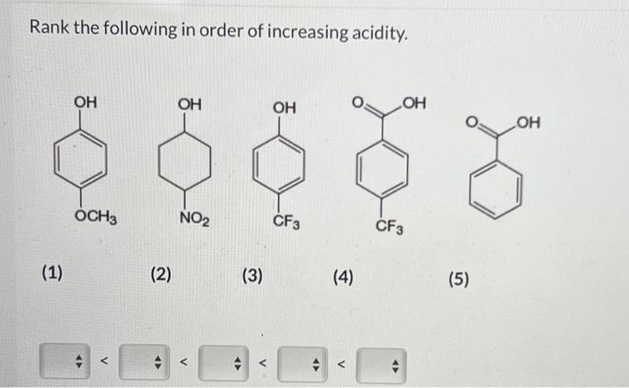 Solved Rank the following in order of increasing acidity. | Chegg.com