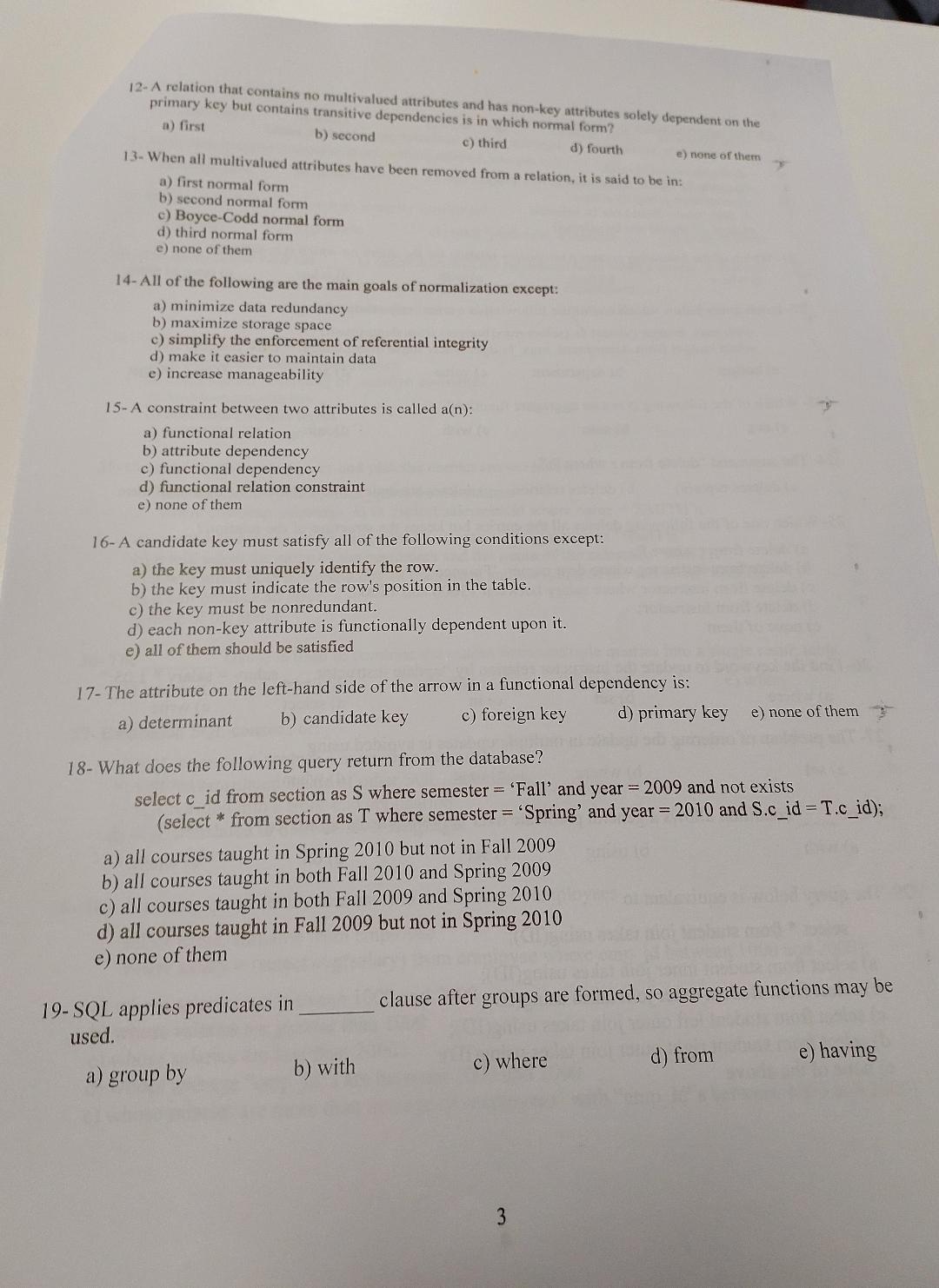 Solved 12 A Relation That Contains No Multivalued Attributes 2081