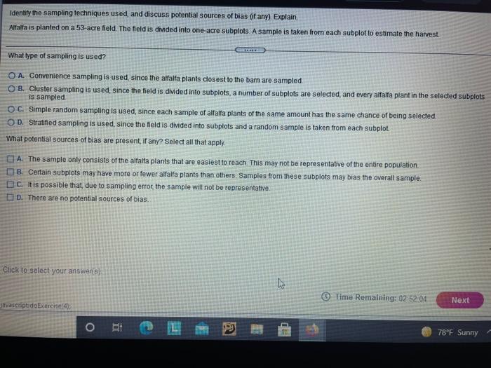 Solved Identify the sampling techniques used, and discuss | Chegg.com