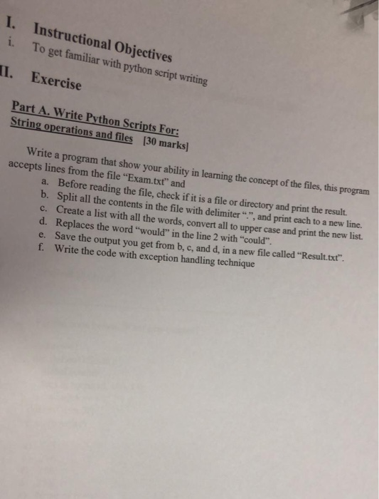 Solved 1. i. II. Instructional Objectives To get familiar | Chegg.com