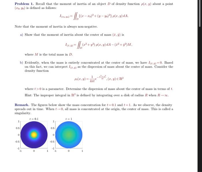 Solved Problem 1. Recall that the moment of inertia of an | Chegg.com
