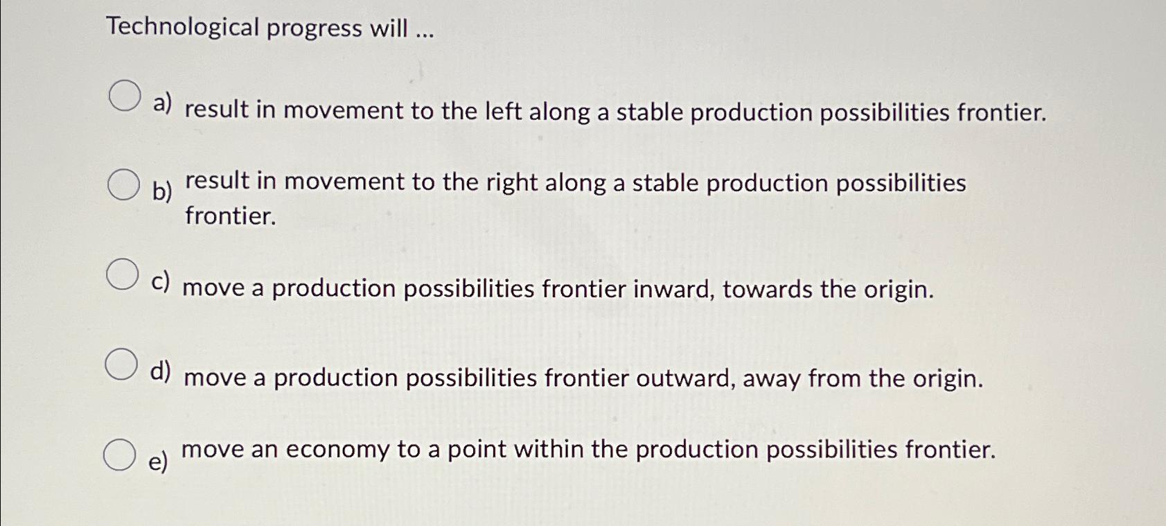 Solved Technological progress will ...a) ﻿result in movement | Chegg.com