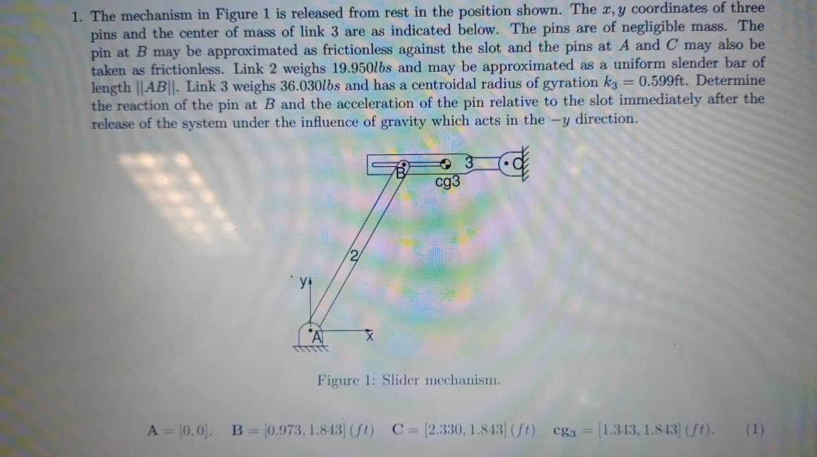 Solved The mechanism in Figure 1 ﻿is released from rest in | Chegg.com
