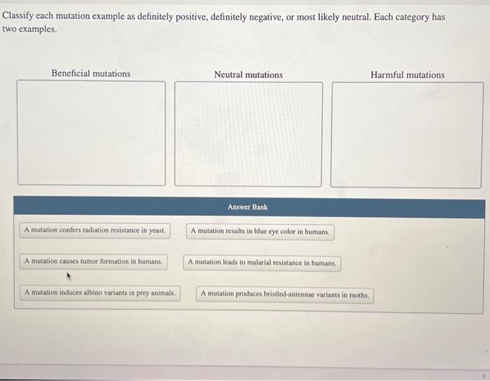 Solved Classify each mutation example as definitely | Chegg.com