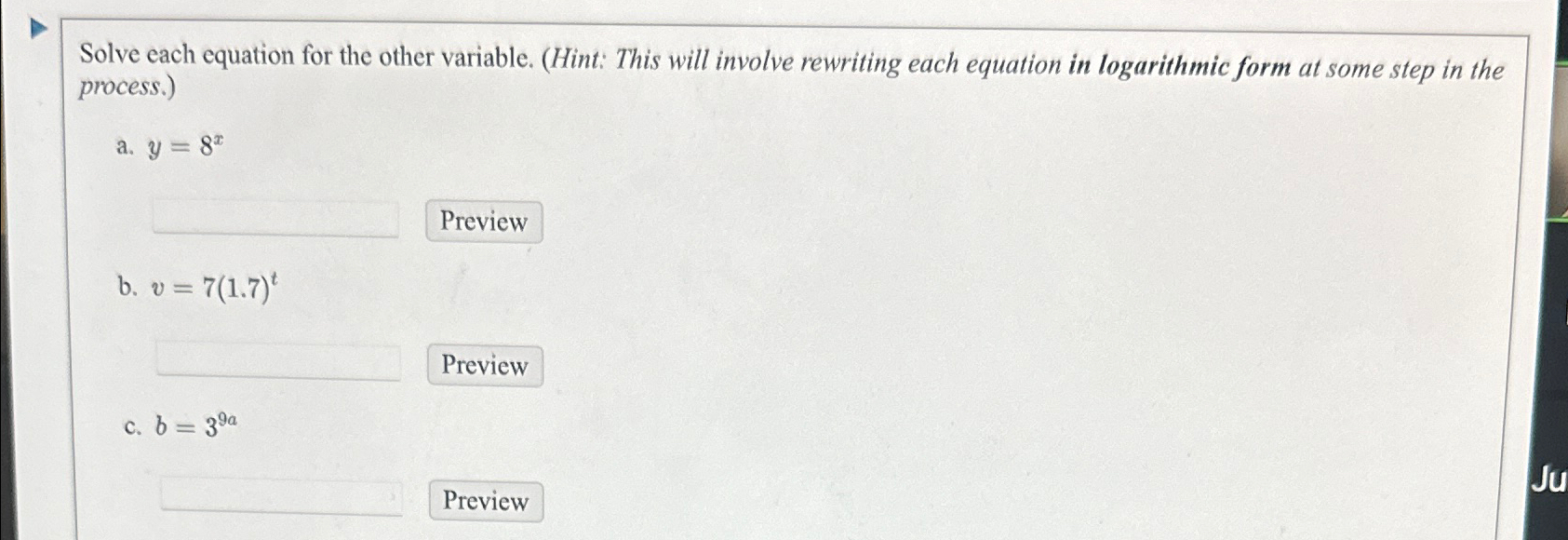 Solved Solve each equation for the other variable. (Hint: | Chegg.com