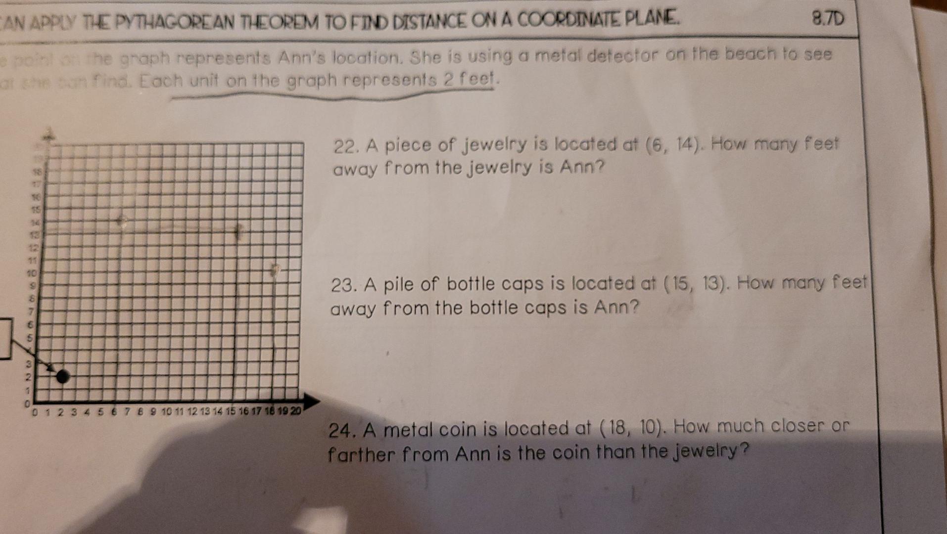 Solved CAN APPLY THE PYTHAGOREAN THEOREM TO FIND DISTANCE ON | Chegg.com