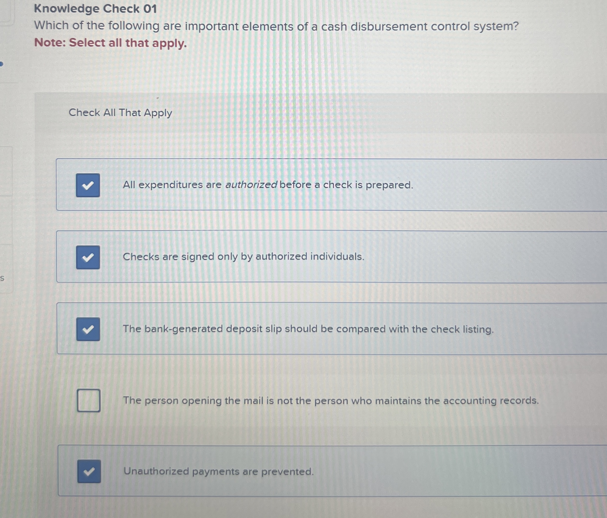 Solved Knowledge Check 01Which of the following are | Chegg.com