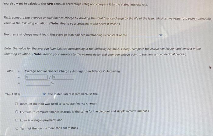 Solved 7. Calculating finance charges using the discount | Chegg.com