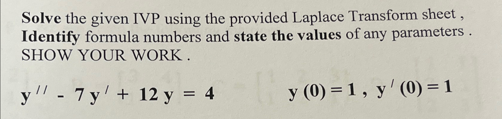 Solve the given IVP using the provided Laplace | Chegg.com