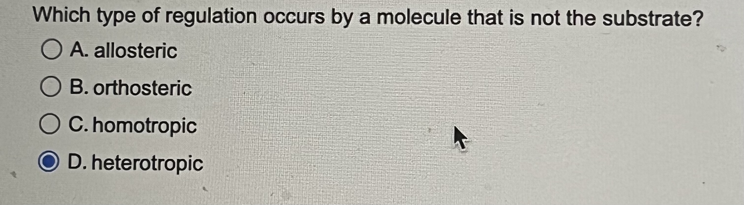 Solved Which type of regulation occurs by a molecule that is | Chegg.com