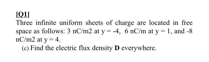 Solved [01] Three infinite uniform sheets of charge are | Chegg.com