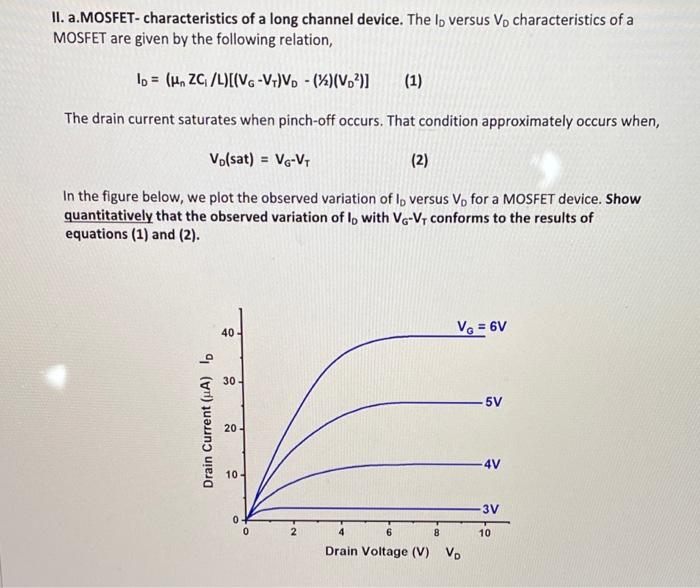 Solved II. a.MOSFET-characteristics of a long channel | Chegg.com
