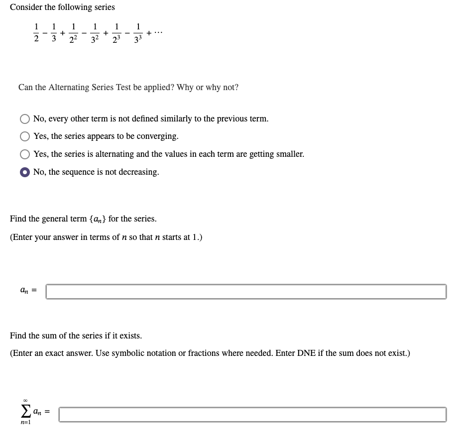 Consider the following series | Chegg.com