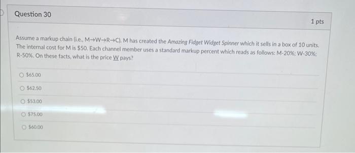 Solved Assume a markup chain (i.e. M→W→R→C ). M has created | Chegg.com