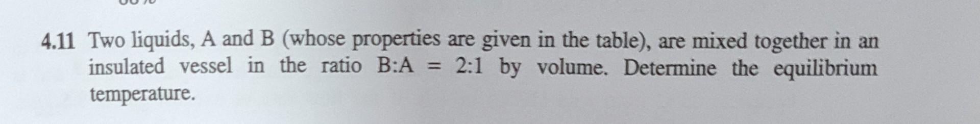 Solved 4.11 Two liquids, A and B (whose properties are given | Chegg.com