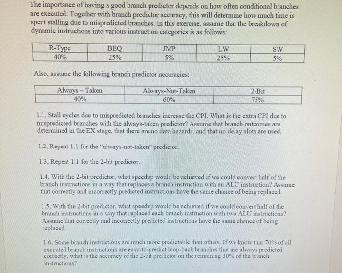 Solved The importance of having a good branch predictor | Chegg.com