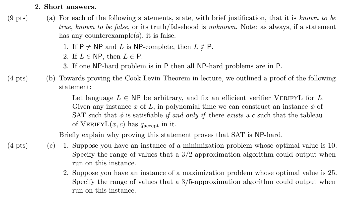 Solved by an EXPERT Short answers.(a) ﻿For each of the following ...