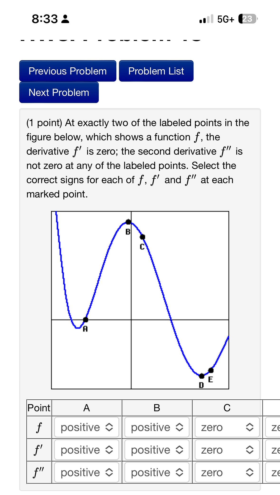 Solved by an EXPERT 8:33：5G+Previous ProblemNext Problem(1 ﻿point) ﻿At | Chegg.com