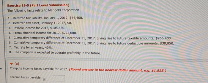 Solved Exercise 19-5 (Part Level Submission) The following | Chegg.com