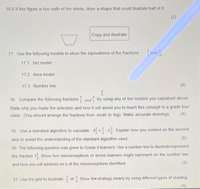 Solved 16.6 If this figure is two sixth of the whole, draw a | Chegg.com