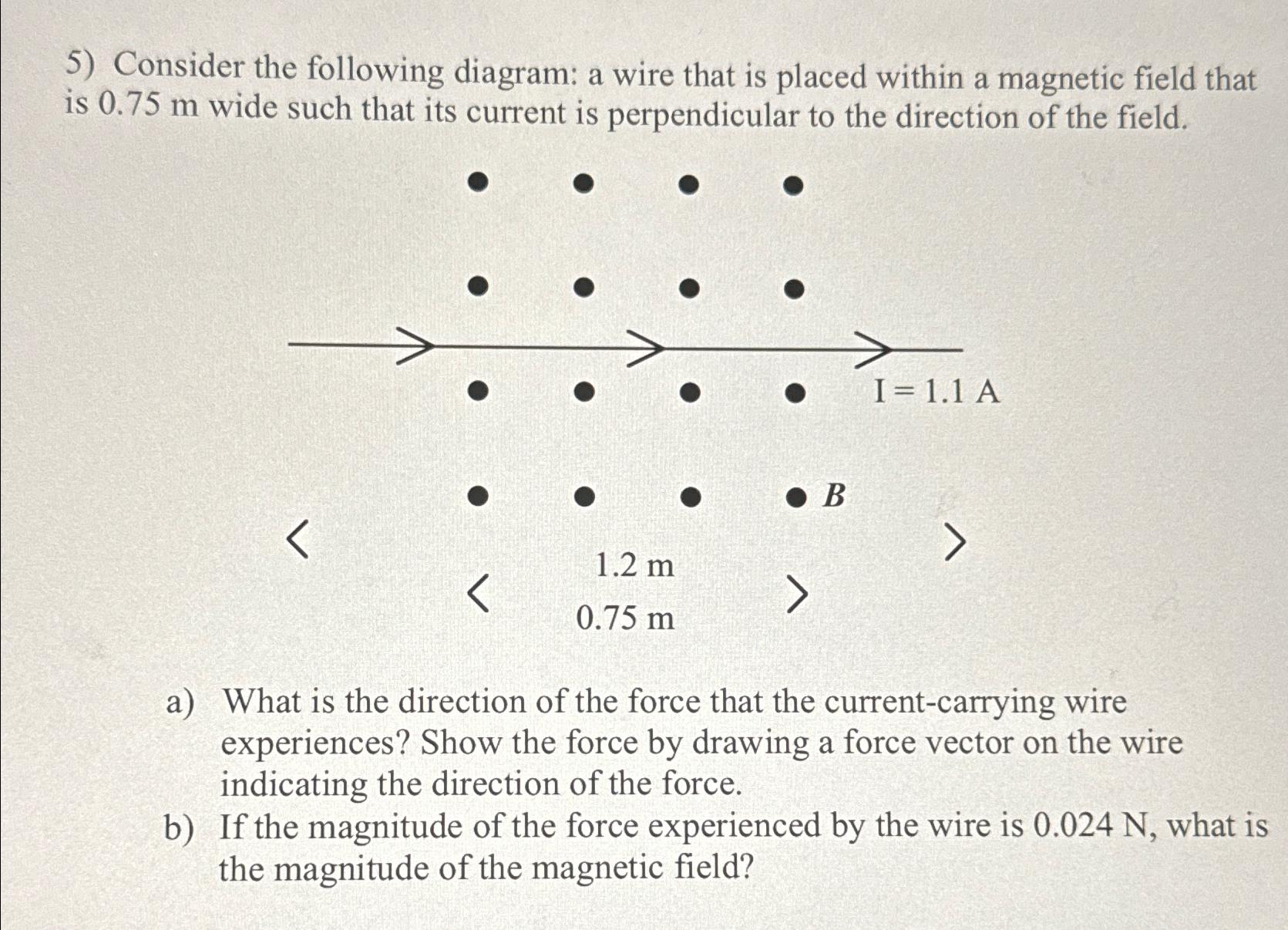 Solved Consider the following diagram: a wire that is placed | Chegg.com