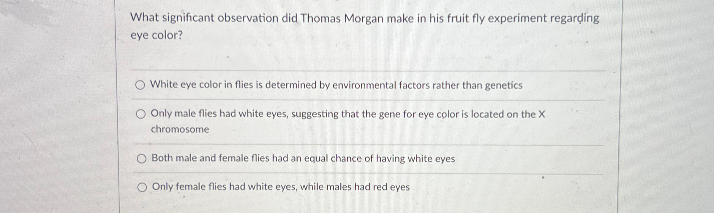 Solved What significant observation did Thomas Morgan make | Chegg.com