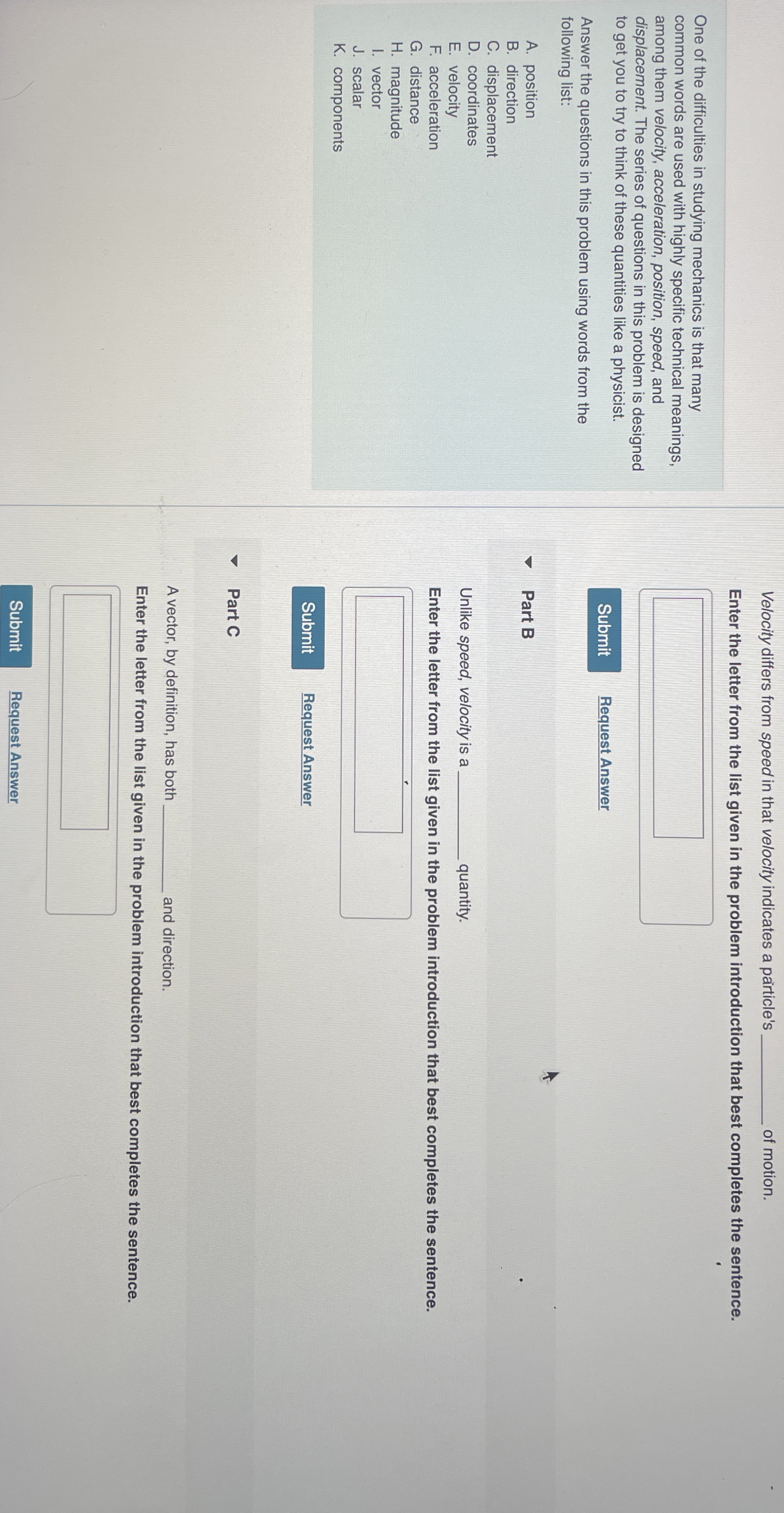 Solved Velocity differs from speed in that velocity | Chegg.com