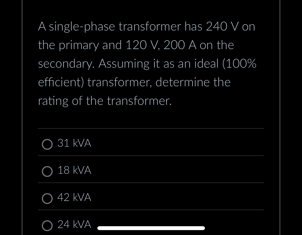 Solved A single-phase transformer has 240 ﻿V on the primary | Chegg.com