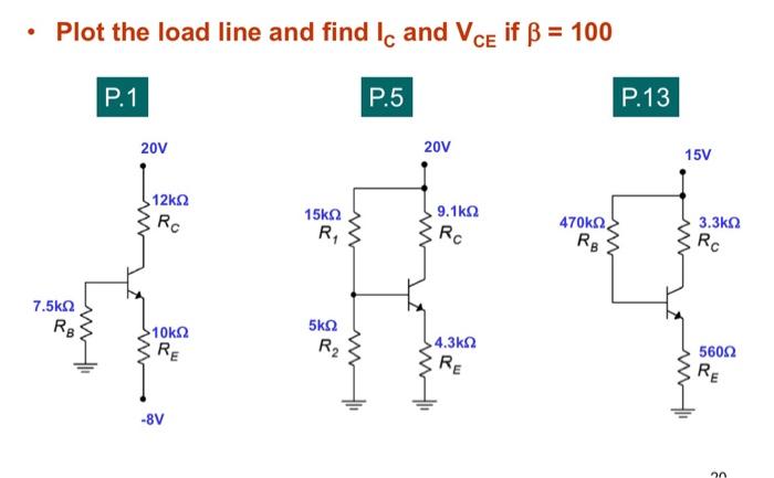 Solved Plot the load line and find Ic and VCE if ß = 100 P.1 | Chegg.com