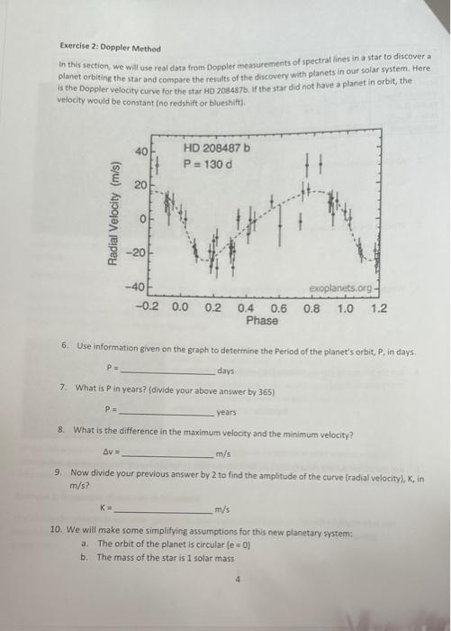 Solved Exercise 2: Doppler Method In this section, we will | Chegg.com