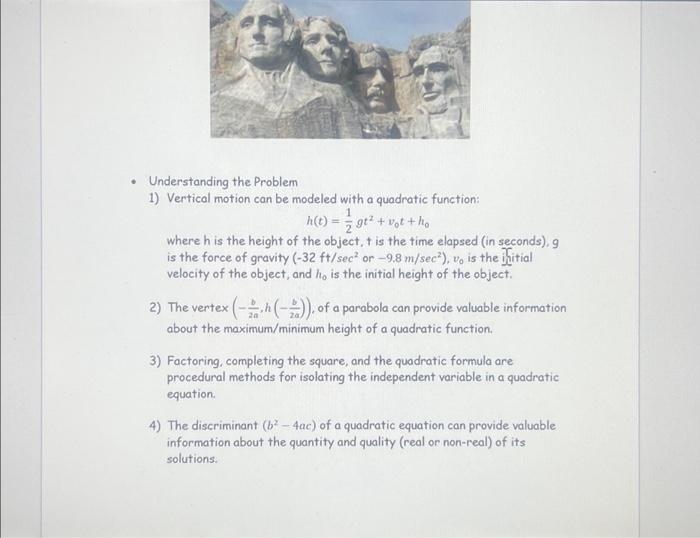 - Understanding the Problem 1) Vertical motion can be | Chegg.com