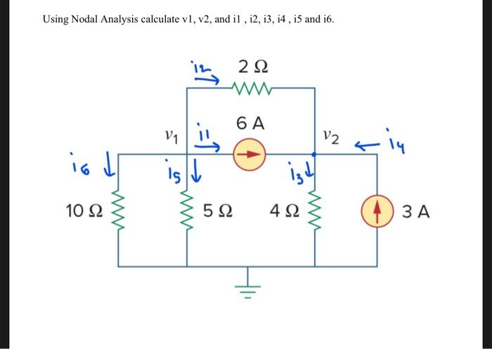 Solved Using Nodal Analysis calculate v1, v2, and i1, i2, | Chegg.com Solved Using Nodal Analysis calculate v1, v2, and i1, i2, | Chegg.com