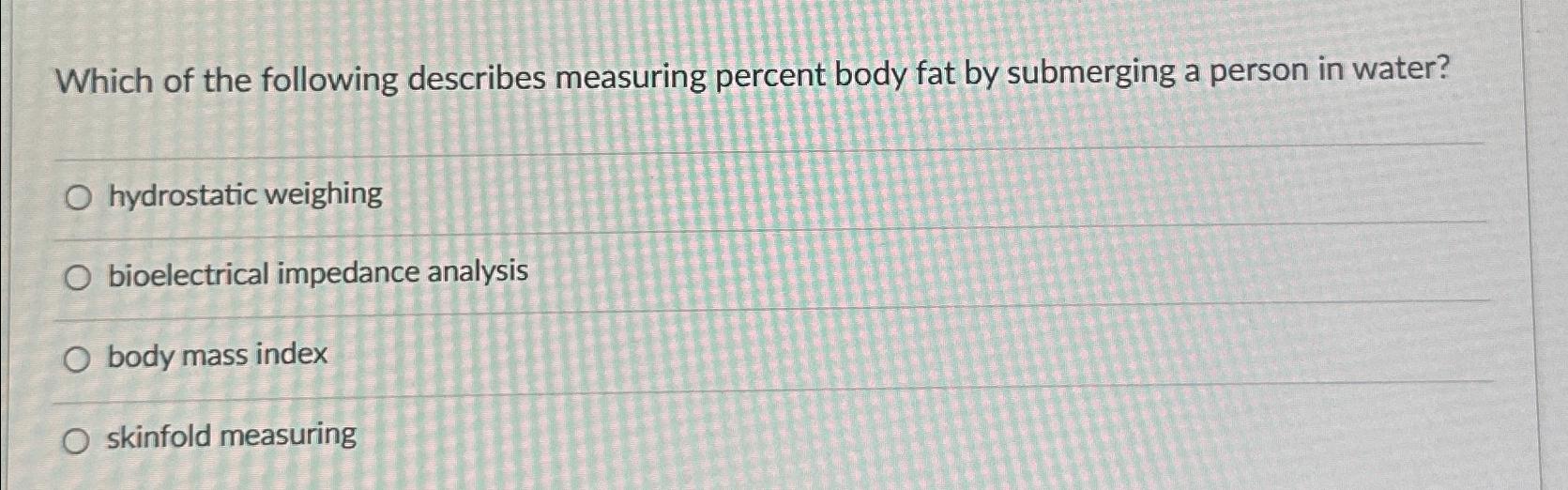 Solved Which of the following describes measuring percent | Chegg.com