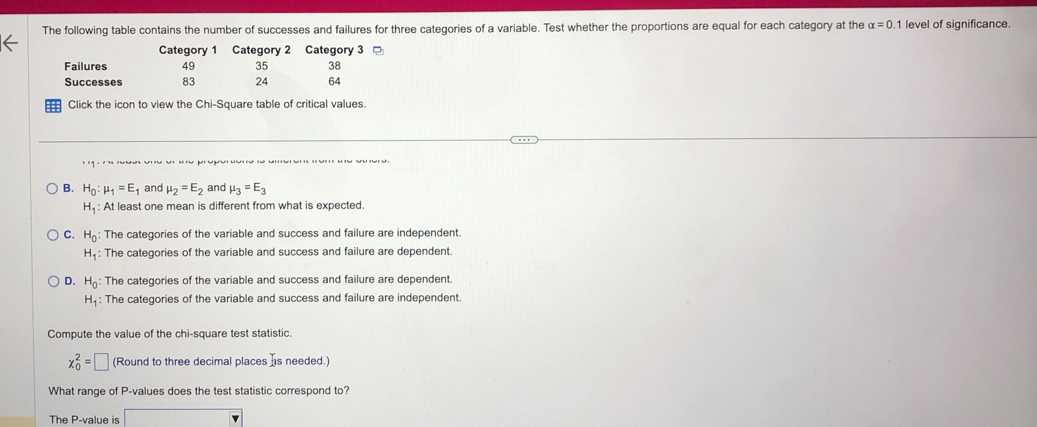 Solved \table[[Category 1,Category 2,Category | Chegg.com
