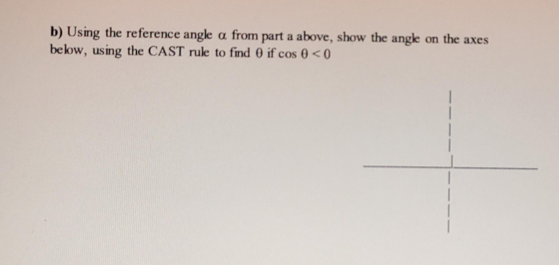 Solved b) Using the reference angle a from part a above, | Chegg.com