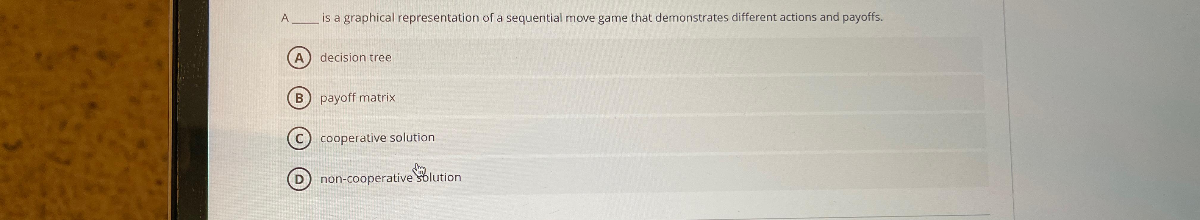 Solved A is a graphical representation of a sequential move | Chegg.com